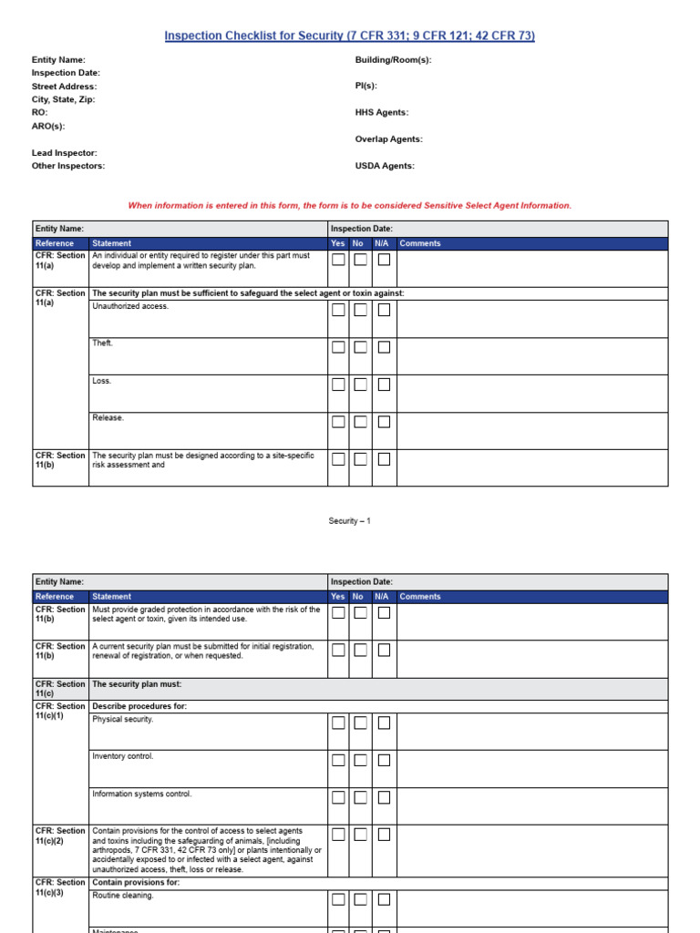 Inspection Checklist For Security | PDF | Computer Security | Security