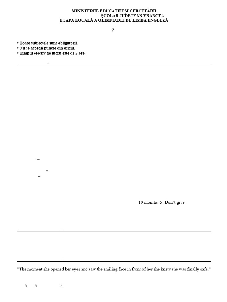 Varianta 1 Barem Olle - VIII - 2025 | PDF | Vocabulary | Essays