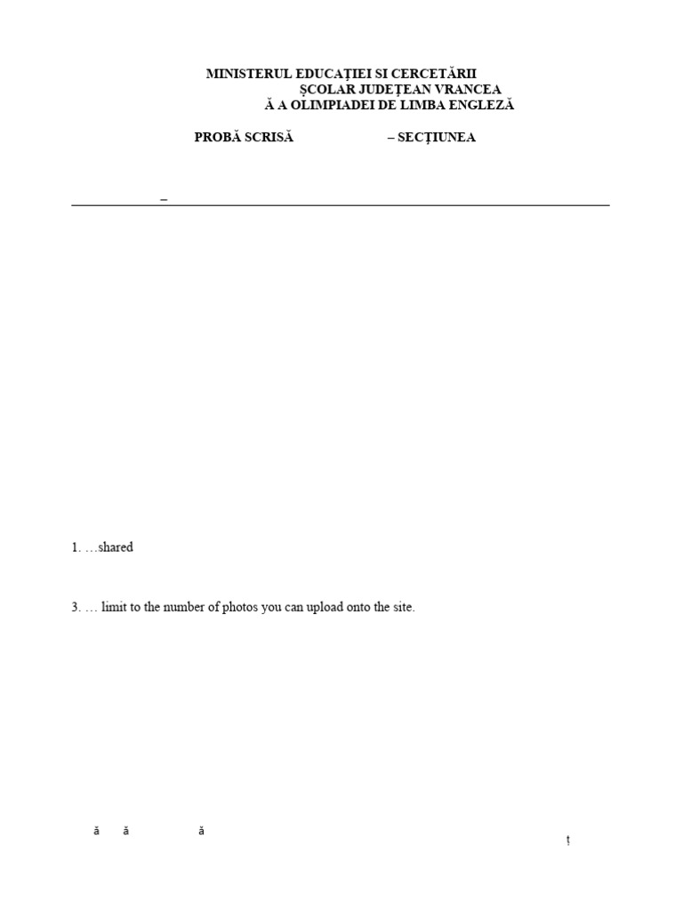 Varianta 1 Barem Olle - X - B - 2025 | PDF | Vocabulary | Human Communication