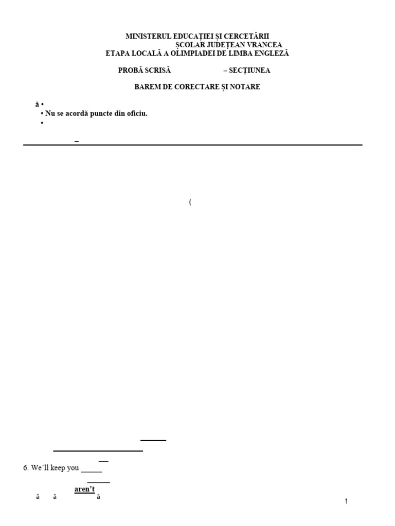 VARIANTA 1 BAREM Olle - XI - B - 2025 | PDF