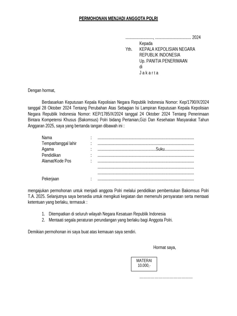 Berkas Pendaftaran Bakomsus 2025 | PDF