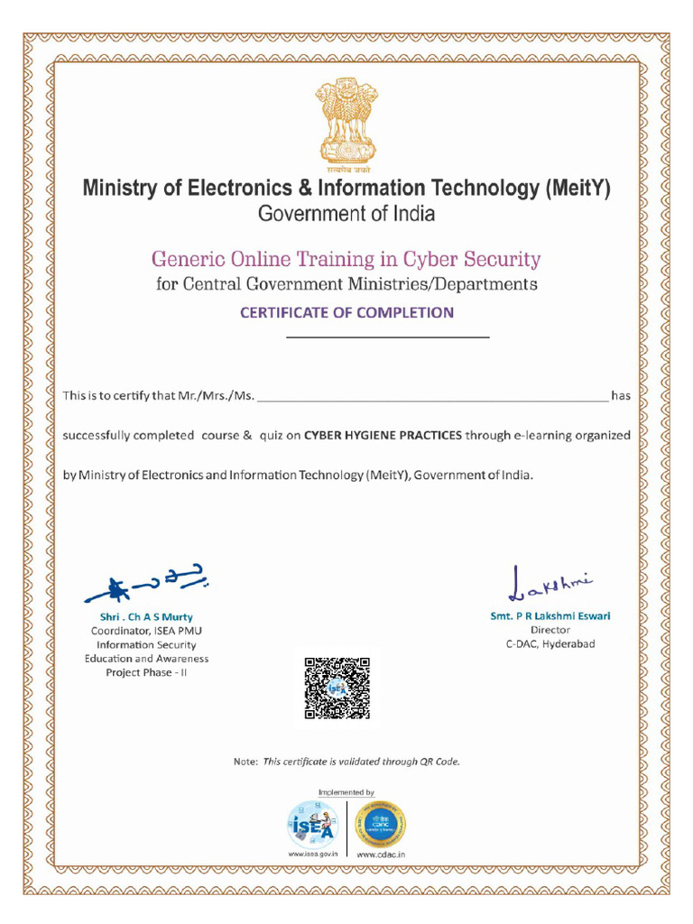 ISEA Digital Certificate | PDF