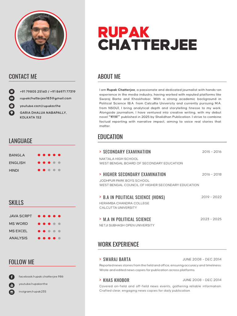 Resume Rupak Chatterjee | PDF | Human Communication