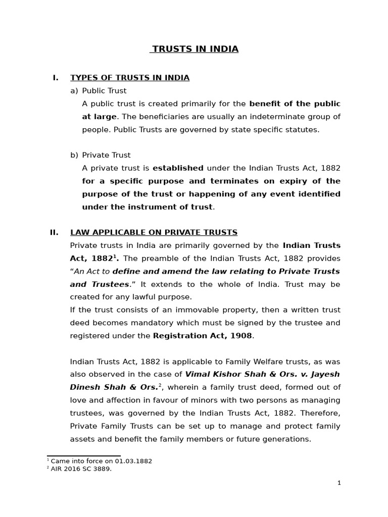 Private Trusts in India | PDF | English Trust Law | Trustee