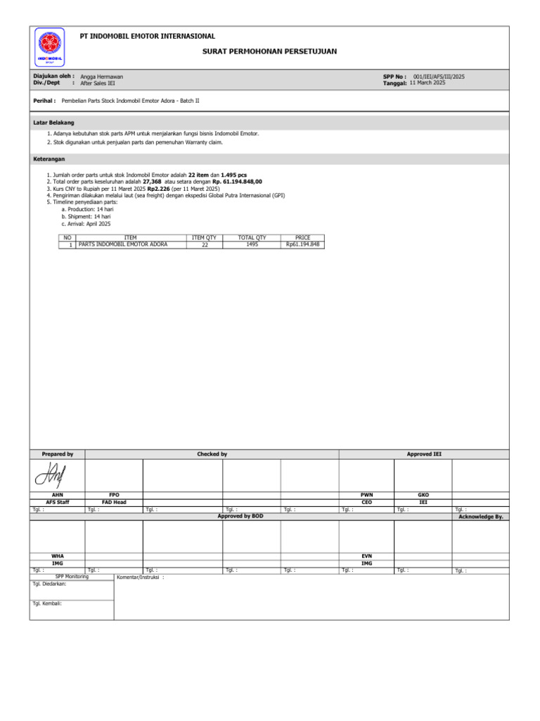 Pembelian Stock IEI Batch II | PDF