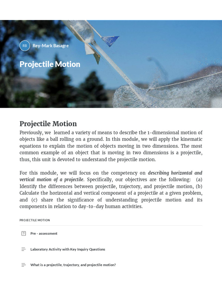 Projectile Motion FJ2ykZbx | PDF | Projectiles | Kinematics