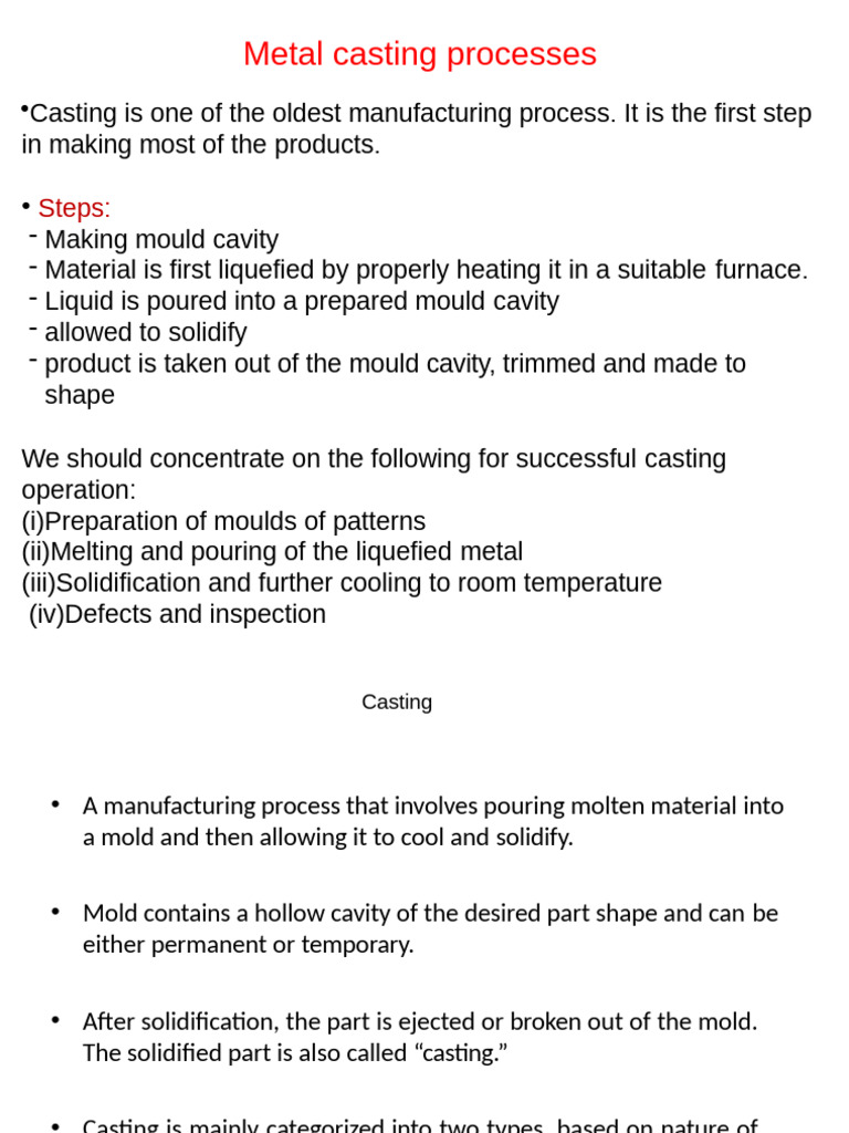 Metal Casting Processes | PDF | Foundry | Casting