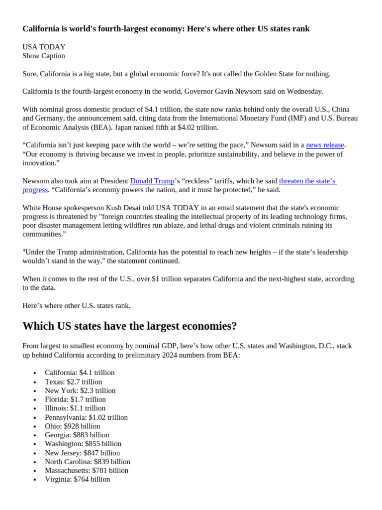 California Is Worlds Fourth-Largest Economy | PDF | Southern United ...