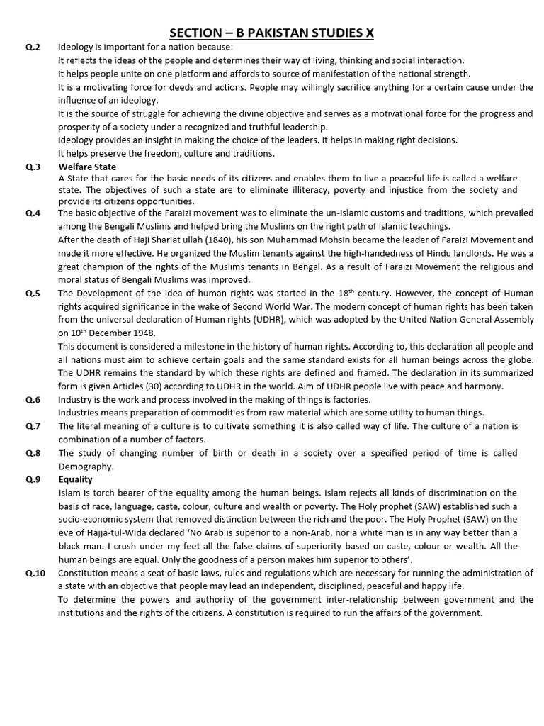 X Pakistan Studies Section B & C | PDF | Justice | Crime & Violence