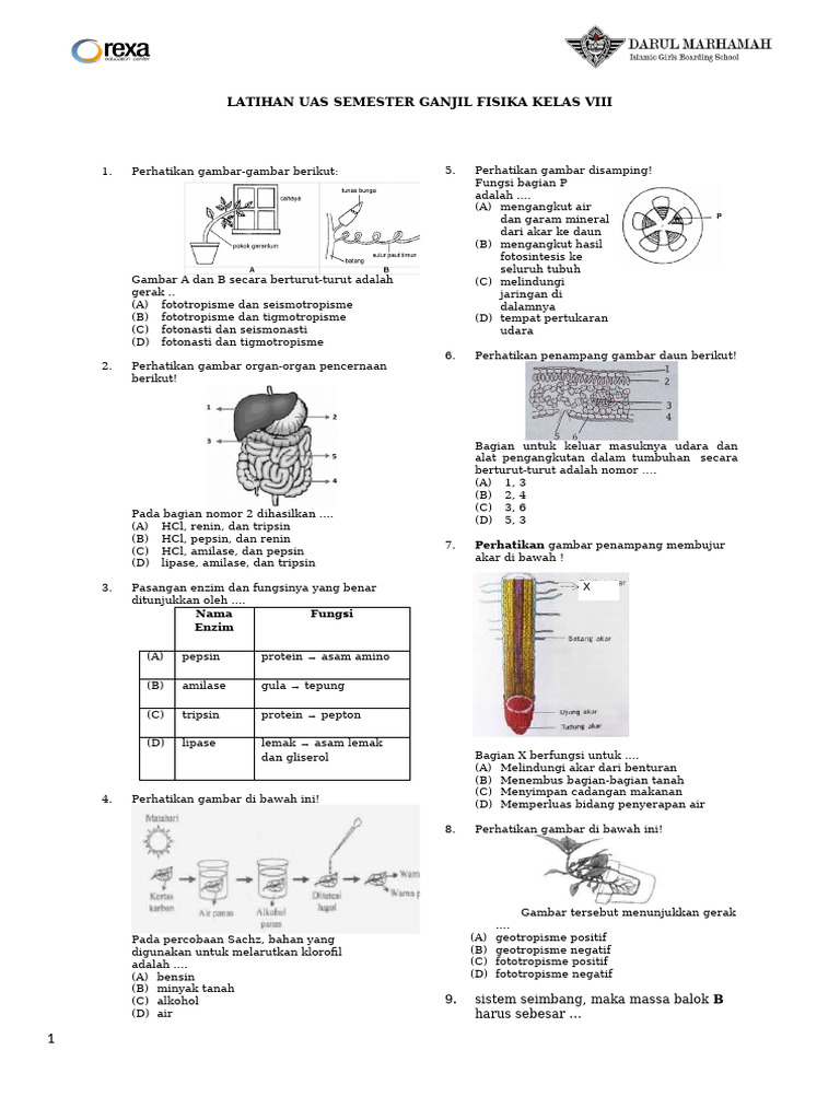 LATIHAN UAS SEMESTER GANJIL FISIKA KELAS VIII | PDF