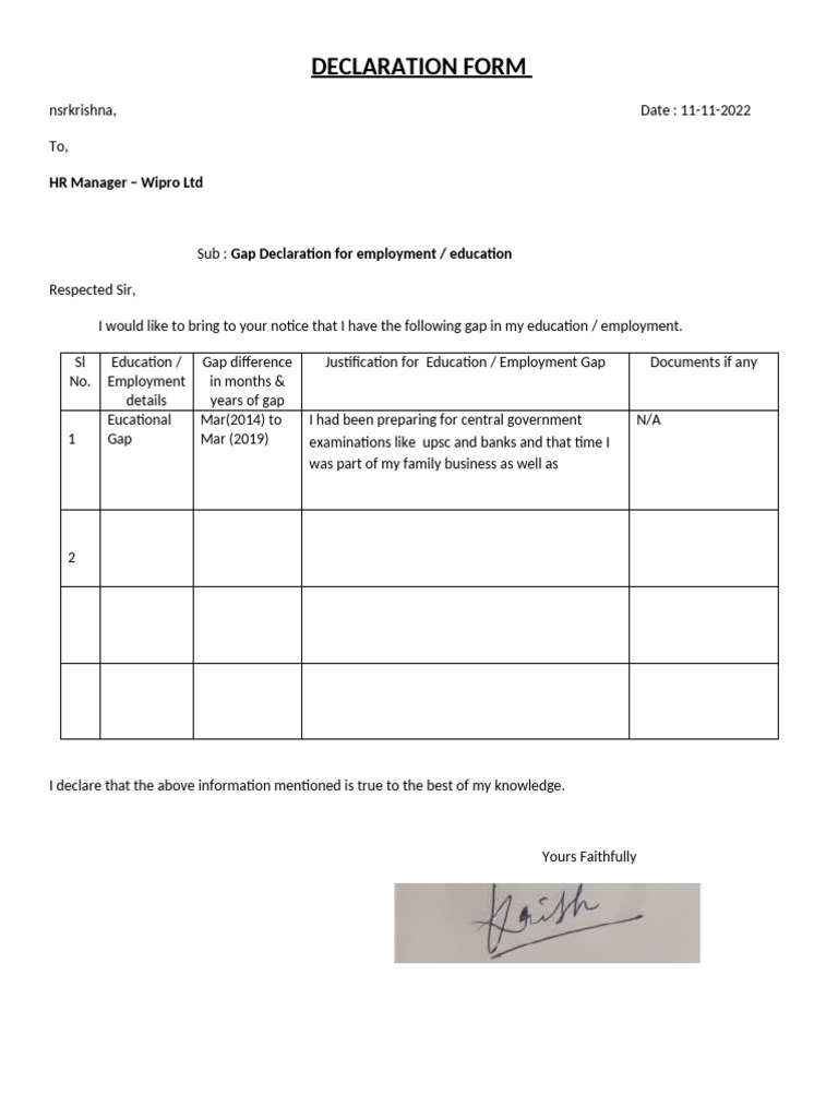 Vijay Gap Declaration | PDF
