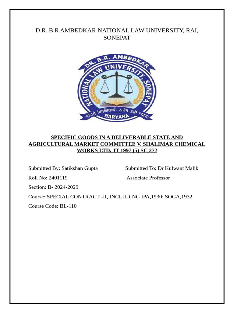 Cover Page For Contracts Project | PDF