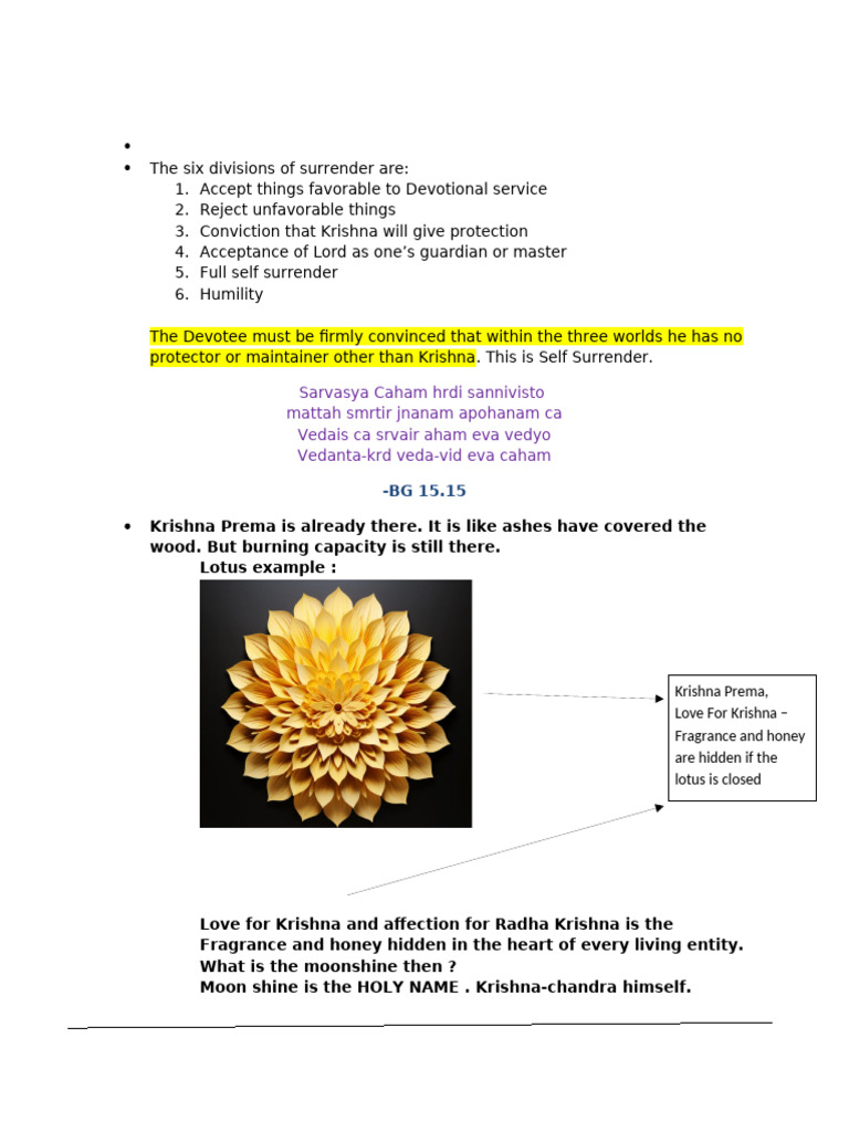 Six Divisions of Surrender in Bhakti | PDF | Love | Bhakti