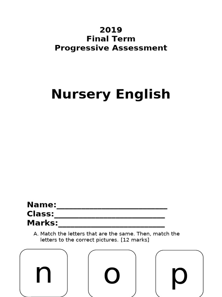 Nursery English Final Assessment | PDF