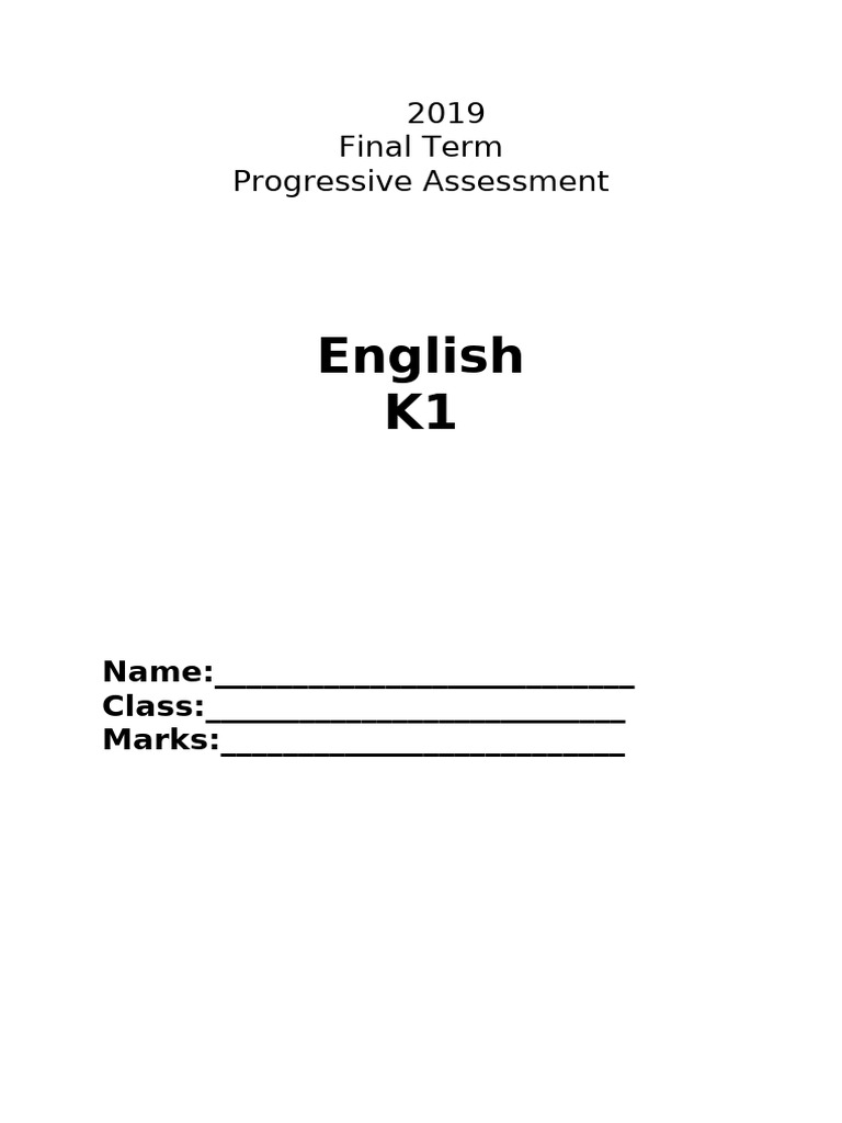 K1 English Assessment 2019 | PDF