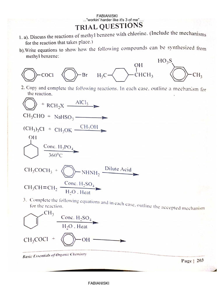 Trial Qns...... Organic Chemistry | PDF