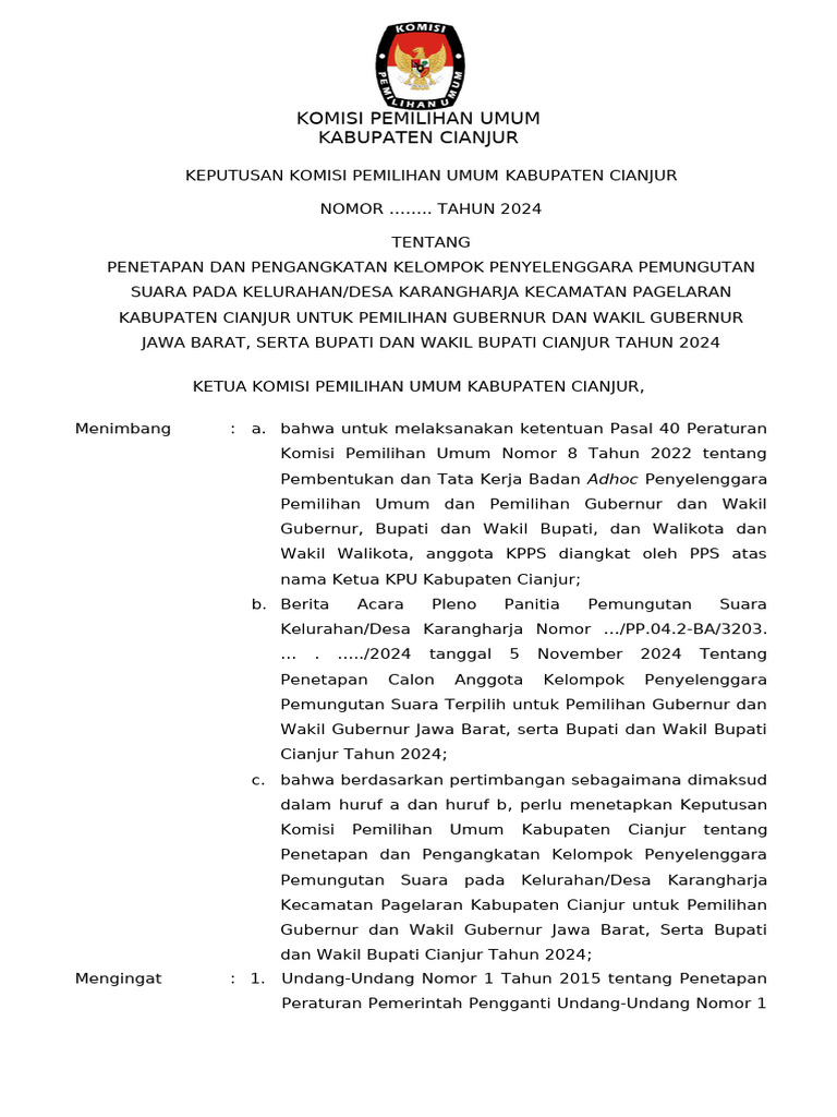 3 SK PENGANGKATAN KPPS-NEW KARANGHARJA - Docm | PDF
