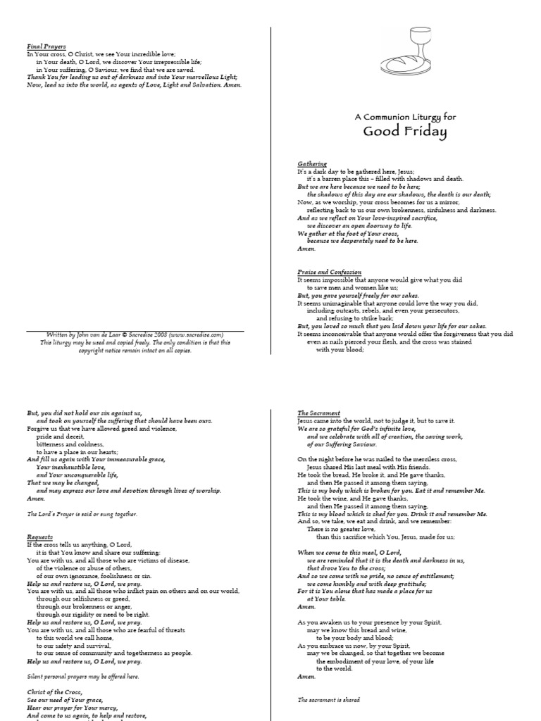 Good Friday Communion Liturgy | PDF | Eucharist | Sacrifice
