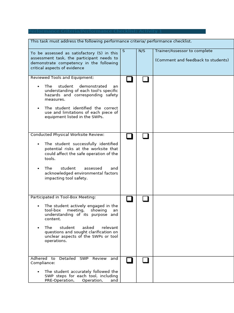 Performance Criteria Pdf Risk Hazards