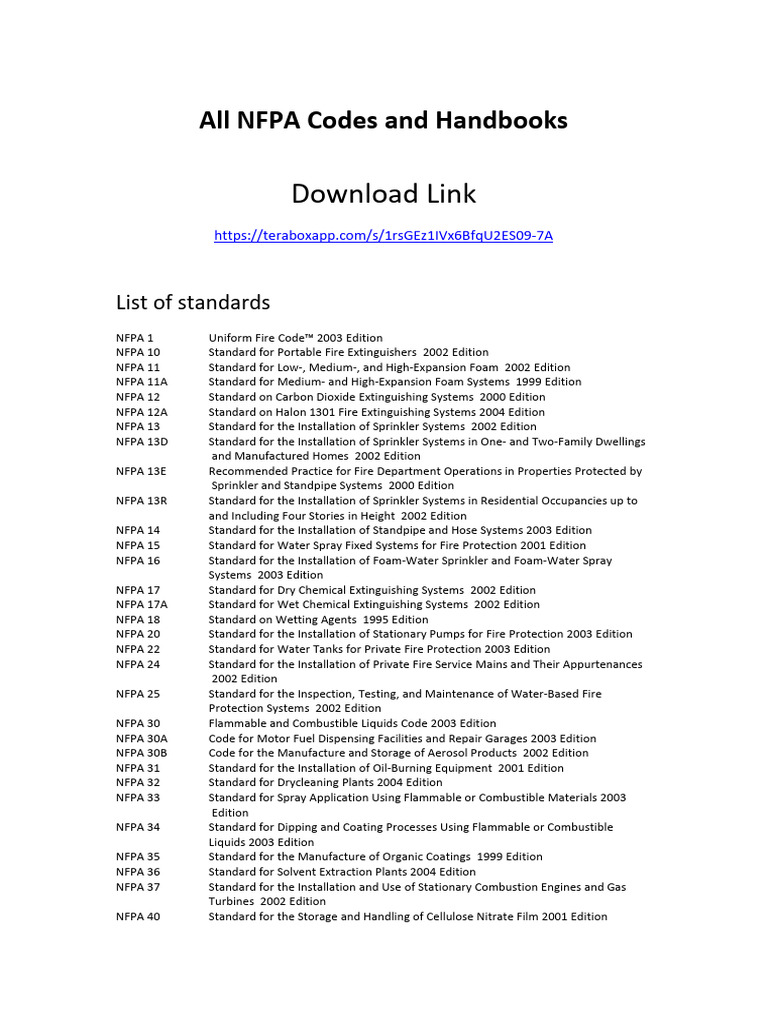 All NFPA Codes and Handbooks | PDF | Firefighting | Fires