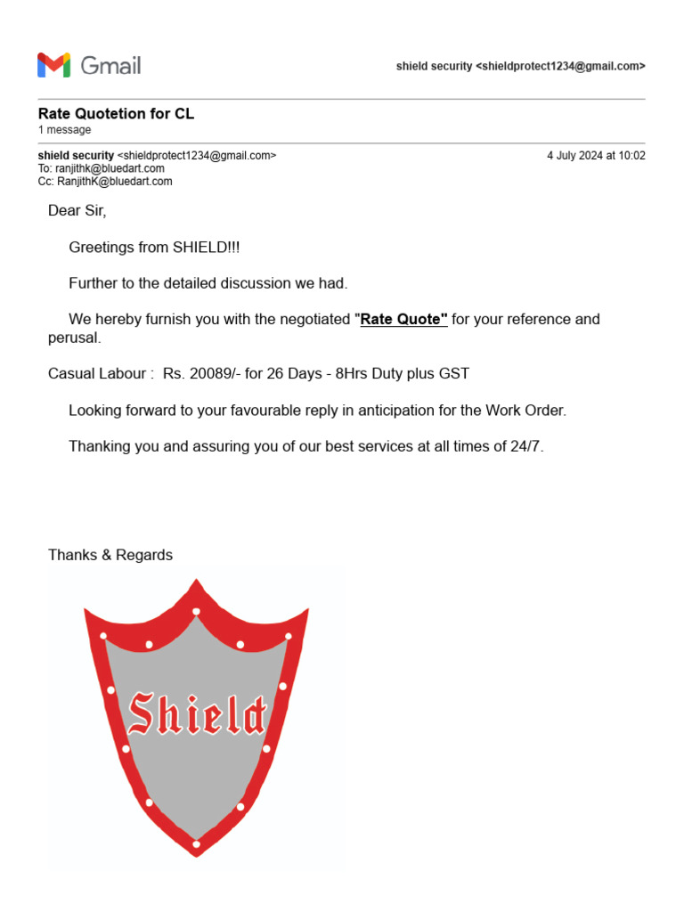 Rate Quote for Casual Labour Services | PDF