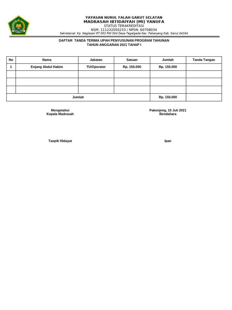 Honor Kegiatan | PDF