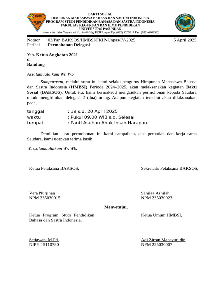 acc_Surat_Perm. Delegasi_Ketua_Angkatan | PDF