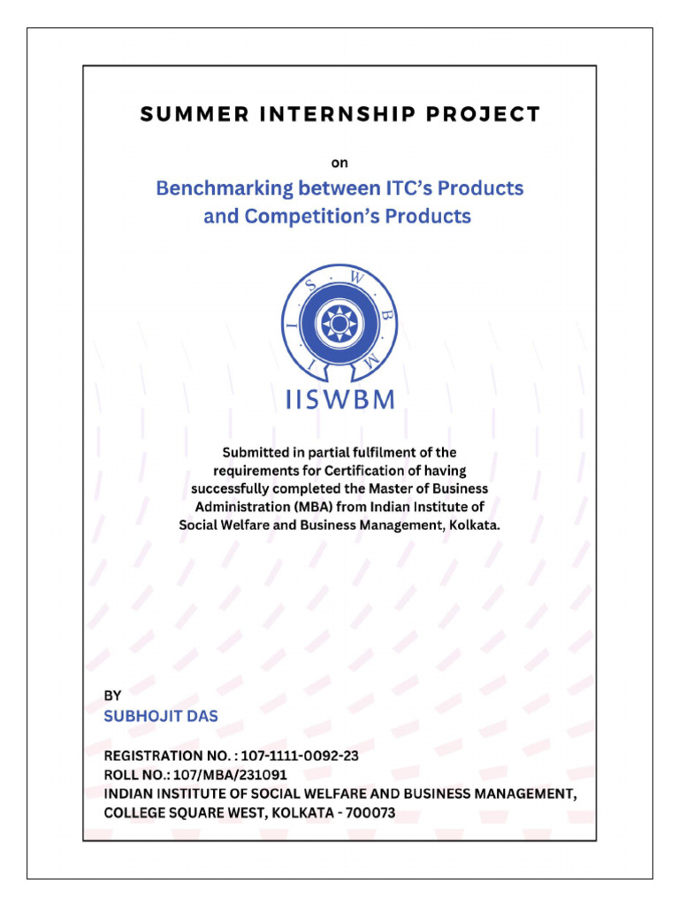 Subhojit Das - SIP Project Report - ITC | PDF | Cigarette | Brand