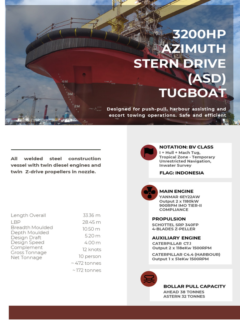 2 Sister Units 3200hp Azimuth Stern Drive Asd Tugs | PDF | Tugboat | Water Transport