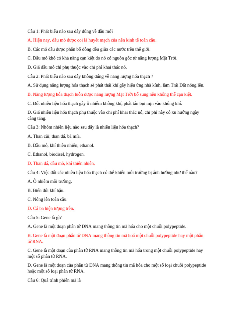 TRẮC NGHIỆM KHTN CKII | PDF