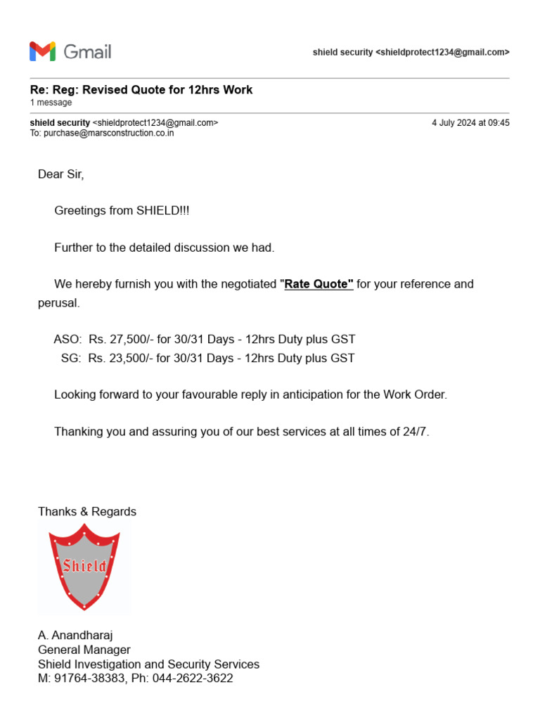 Mars Construction Reg - Revised Quote For 12hrs Work | PDF