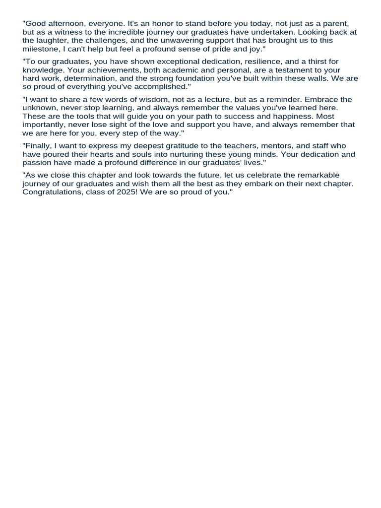 Closing Remarks Message (Mommy Marissa D. | PDF
