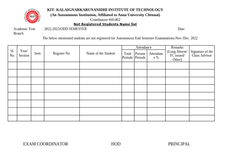 Unregistered Students List 2022-2023 | PDF