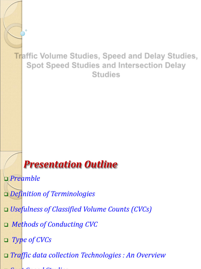 Traffic Volume and Delay Study Methods | PDF | Traffic | Highway