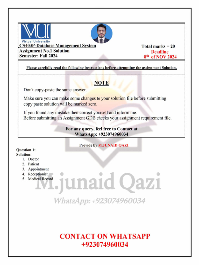 CS403P-Assignment 1 Solution Fall 2024 by M.junaid Qazi | PDF