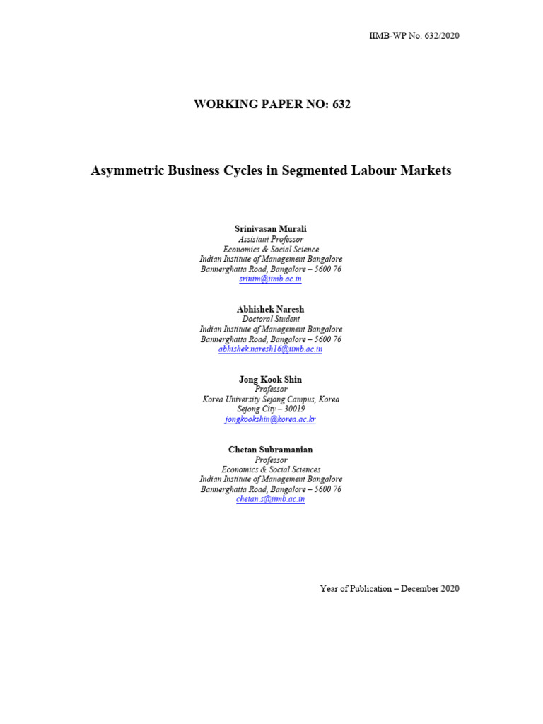 Asymmetric Business Cycle and Segmented Labour Market | PDF | Labour ...