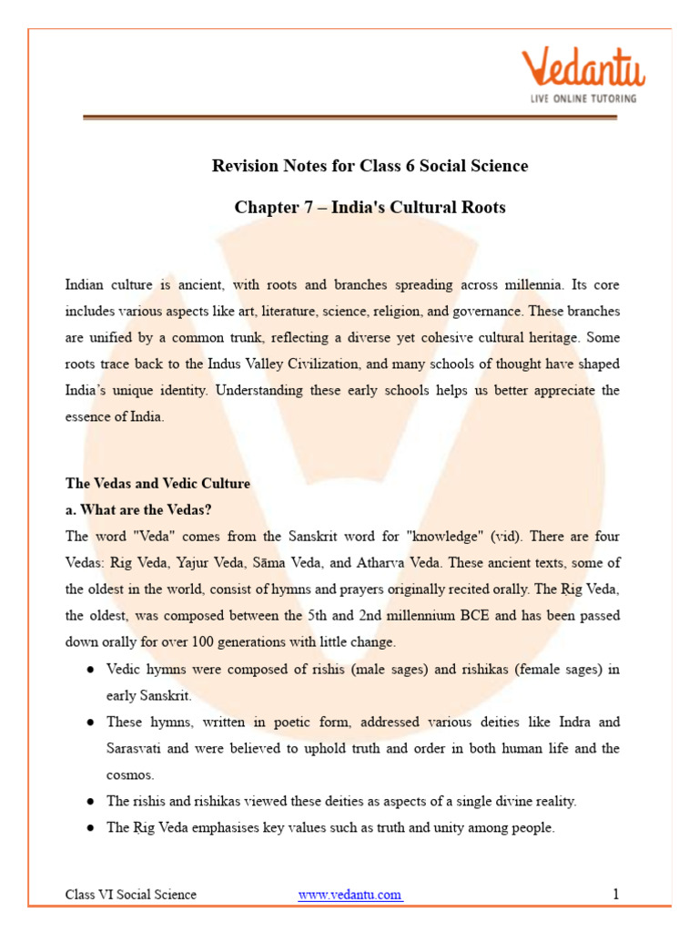 Cbse Class 6 Social Science History Chapter 7 Notes | PDF | Vedas | Brahman
