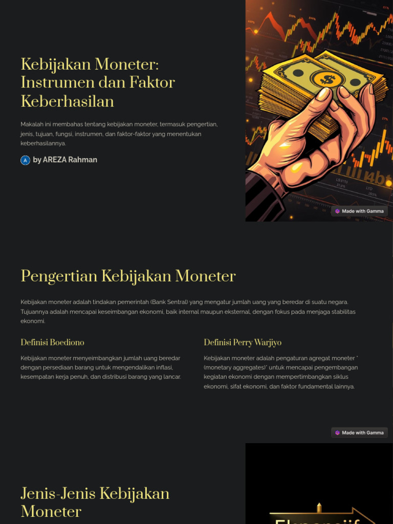 Kebijakan Moneter Instrumen Dan Faktor Keberhasilan | PDF