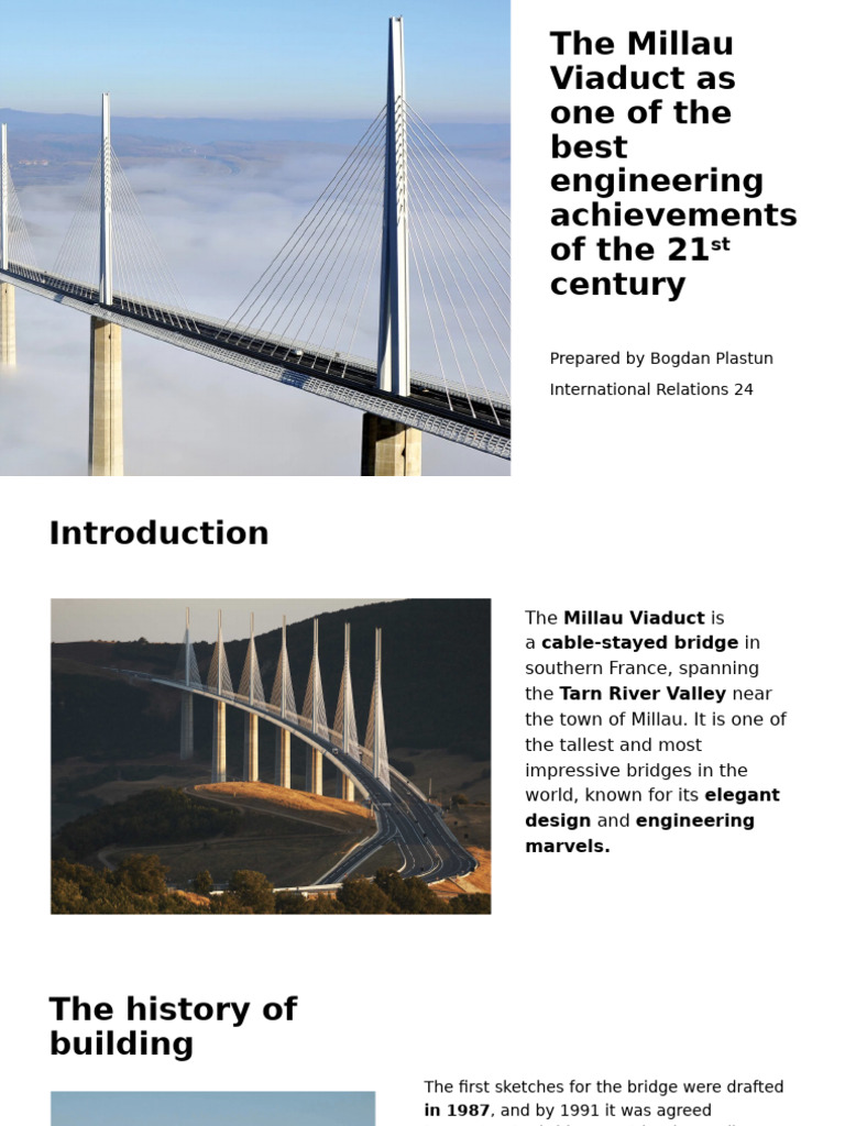 Millau Viaduct (Engineering Achievement) | PDF | Bridge | Civil Engineering