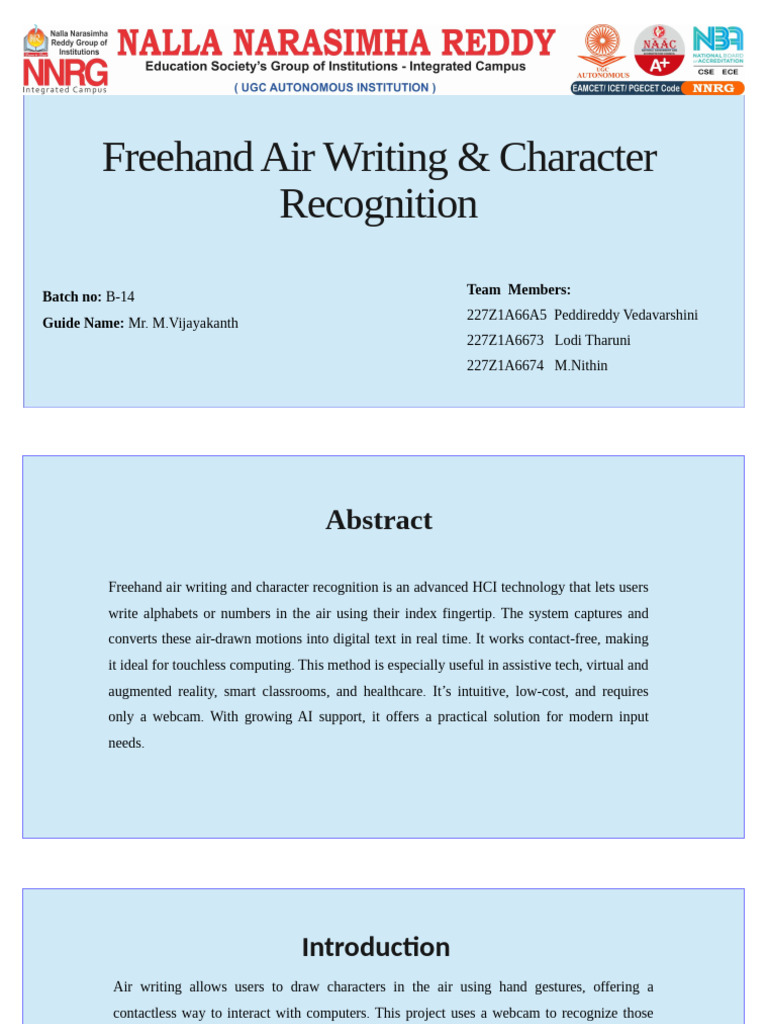Air Writing Recognition System Overview | PDF | Computer Keyboard ...