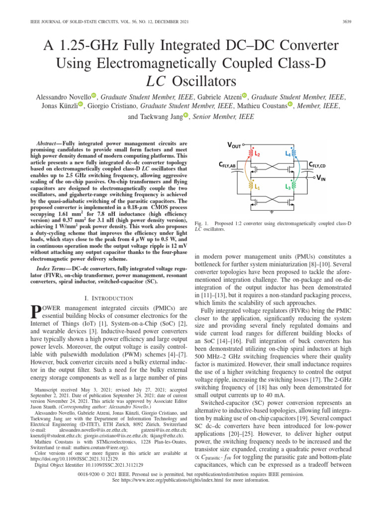 A 1.25-GHz Fully Integrated DCDC Converter Using Electromagnetically ...
