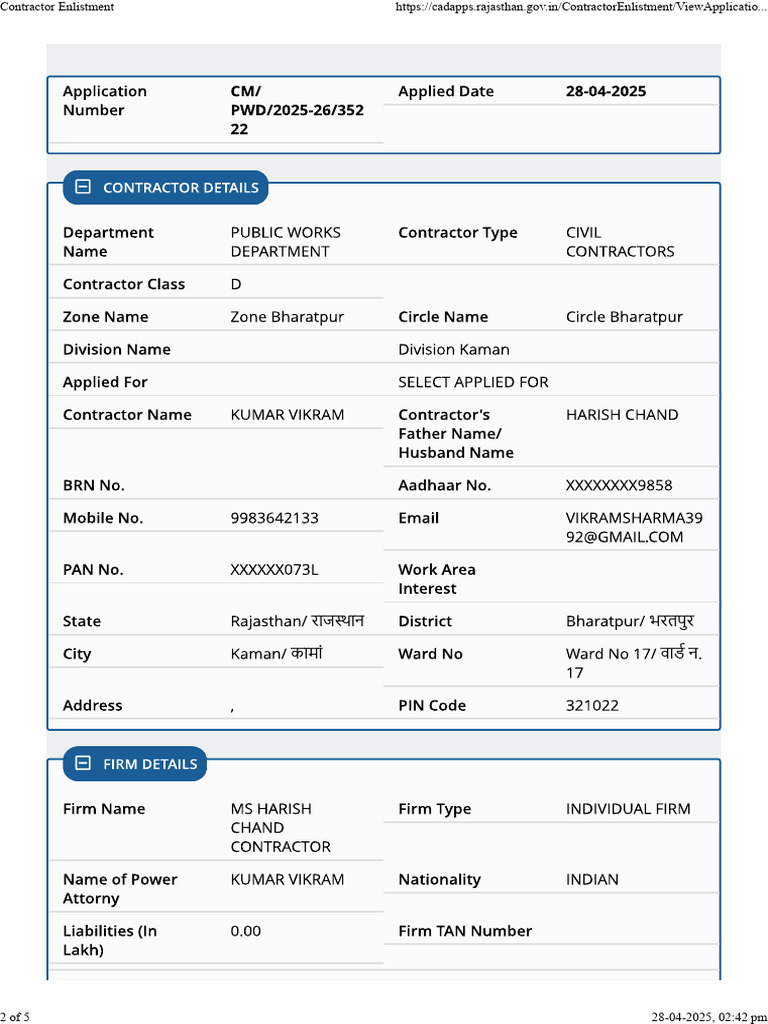 Rajasthan PWD Contractor Registration Guide | PDF | Payments