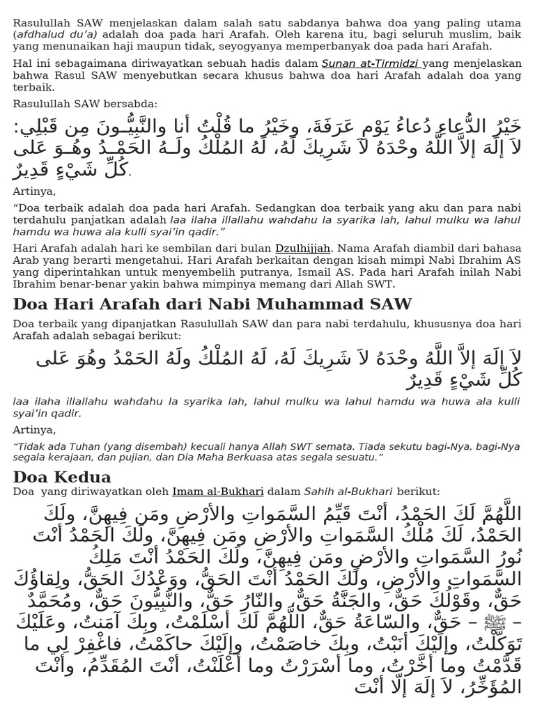 Doa Hari Arafah | PDF