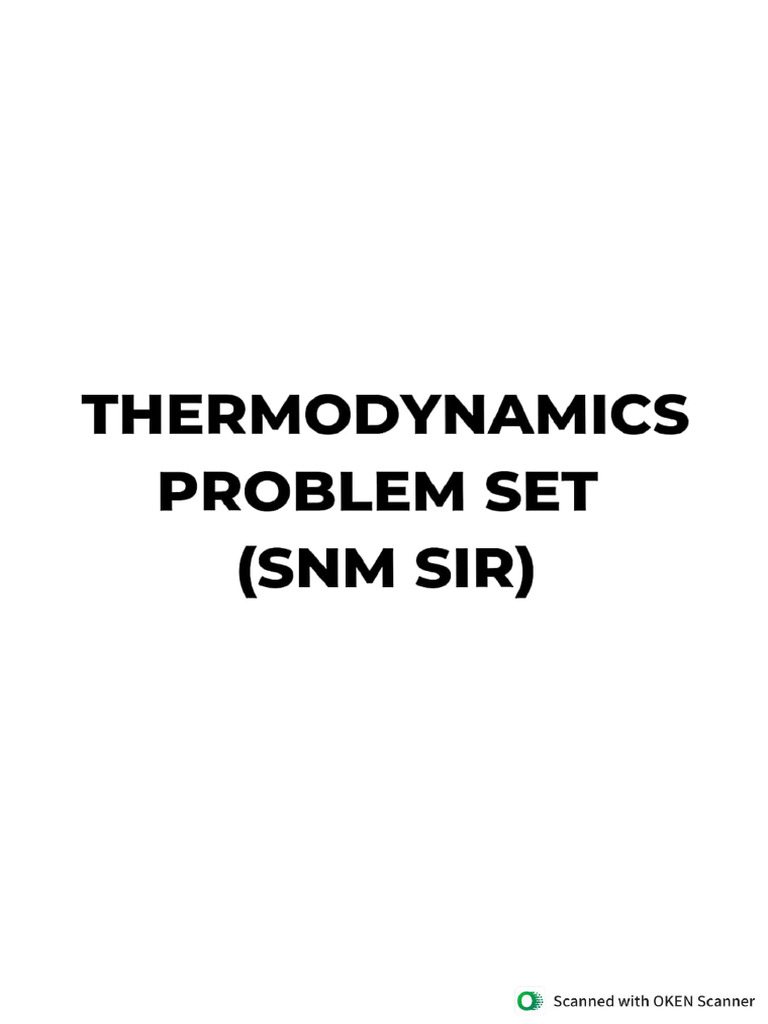 Thermodynamics Problem Set | PDF