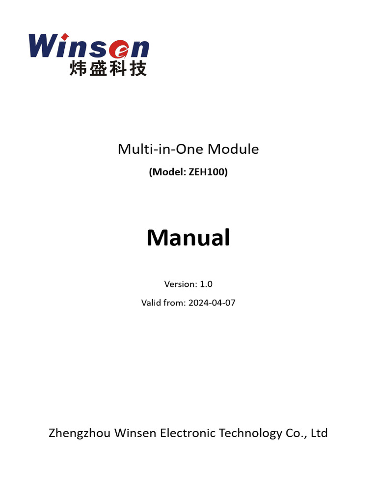 ZEH100 Multi-In-One Module Manual-V1.0 - 副本 | PDF | Power Supply | Smoke