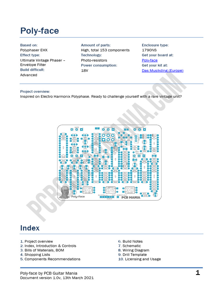 PCBGuitarMania Polyface-Building-docs | PDF | Resistor | Printed Circuit Board
