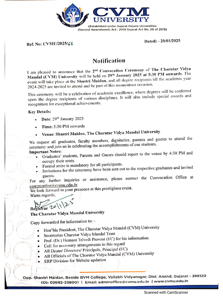 Convocation Announcement | PDF