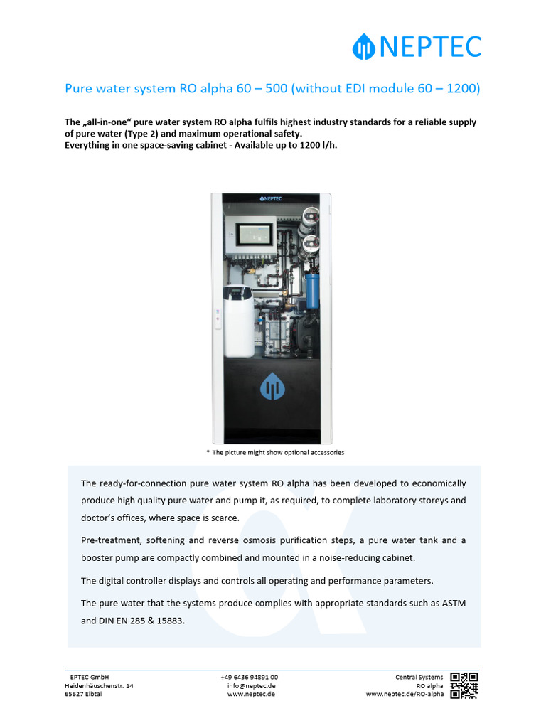 Pure Water Systems RO Alpha | PDF | Purified Water | Water