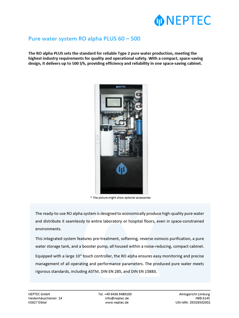 Pure Water Systems RO Alpha PLUS | PDF | Purified Water | Water