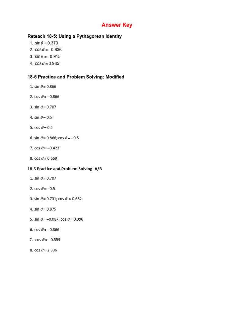 18.5 Worksheets - Answer Key | PDF